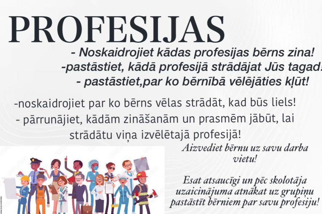 Aprīlis- profesiju mēnesis! – Rīgas 208. pirmsskolas izglītības iestāde
